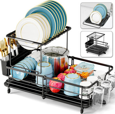 PRIMEX CABINETRY, INC. 2 Tier Dish Drying Rack, Expandable Dish Rack ...
