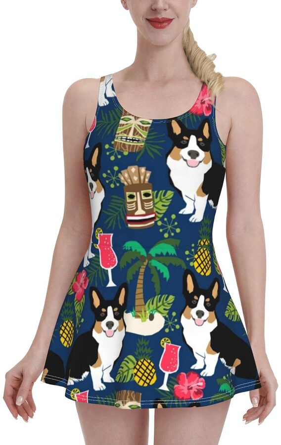 Fodmua Women's Dress Swimsuit Plus Size Bathing Suit Retro Swimdress ...