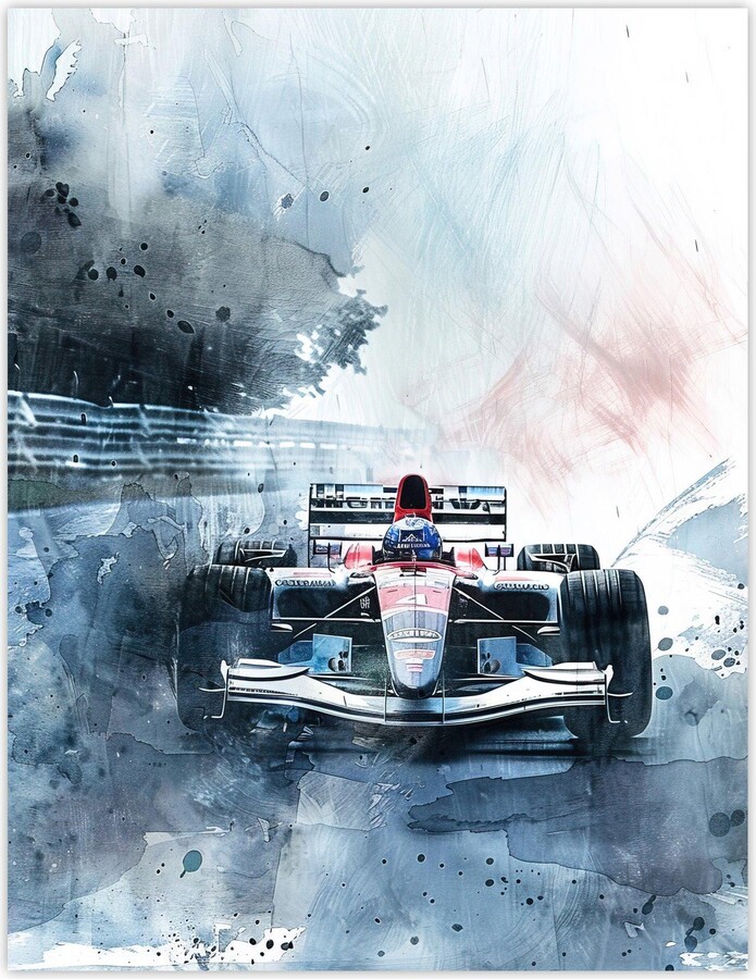 Artery8 Race Car Modern Watercolour Racetrack Action Shot Wall Art ...