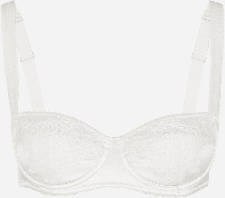 Dolce & Gabbana Semi-padded satin balconette bra with lace - ShopStyle