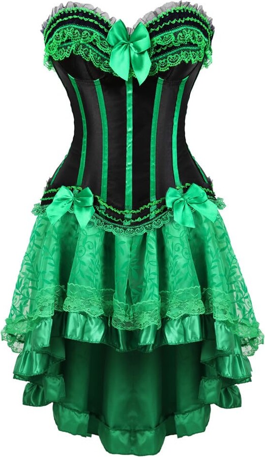 Vsadsau GN Lace Corset Dresses Plus Size Gothic Lingerie Zipper Side ...