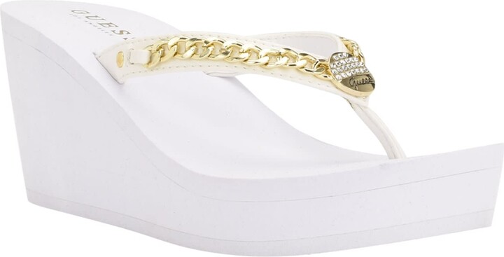Guess Factory Swing Chain Wedge Flip-Flops - ShopStyle