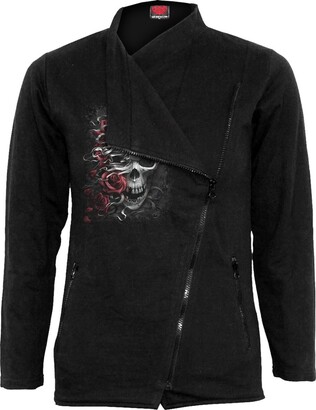 Spiral Direct Women's Skulls N' Roses-Slant Zip Biker Jacket - ShopStyle