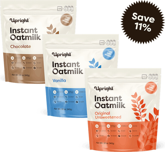 Upright Oats High-Protein Instant Oatmilk - Variety 3 Pack (Bulk Format ...