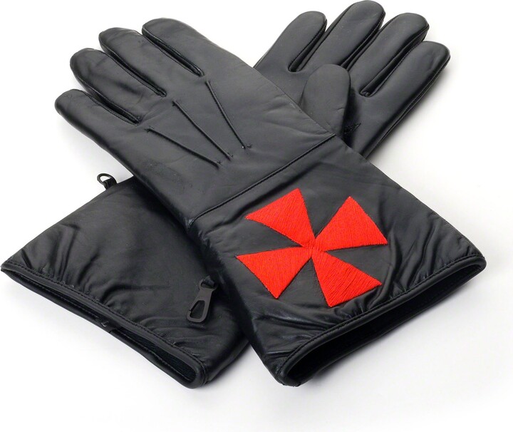THE MASONIC COLLECTION Masonic Black Knights Templar Leather Gauntlets ...