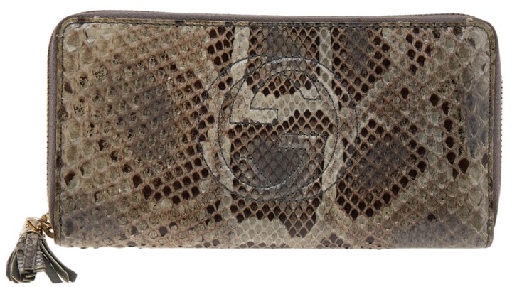 Gucci Olive Green Python Soho Zip Around Wallet - ShopStyle