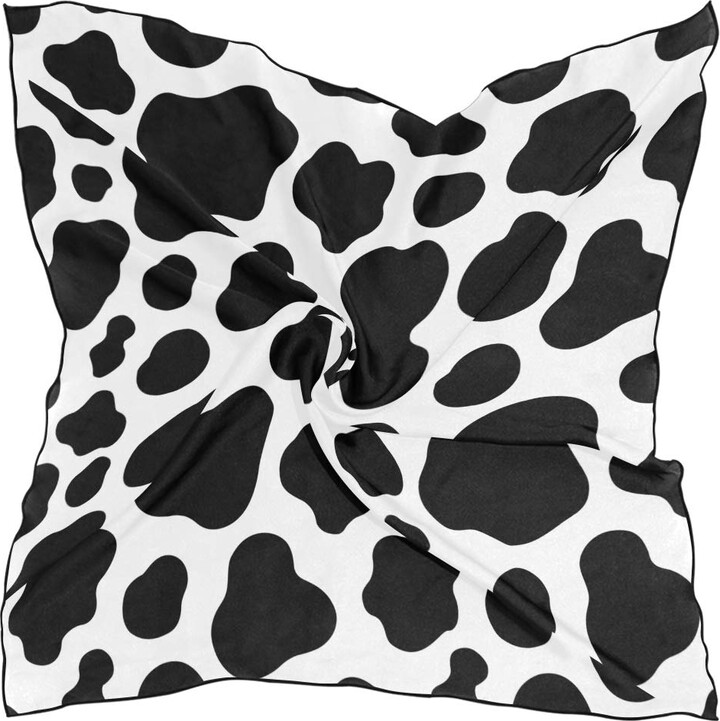 QMIN Square Scarf Animal Cow Print Pattern Fashion Kerchief Lightweight ...