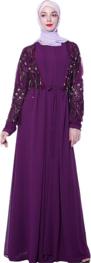 Youllyuu Sequin Abaya Tassel Kimono Turkish Dubai Muslim Hijab Dress Abayas Women Islamic ...