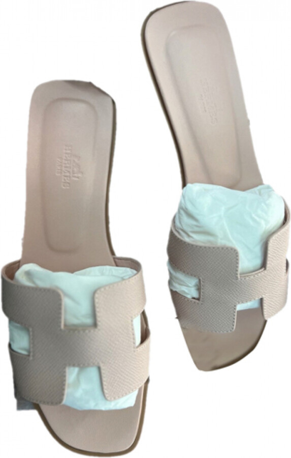 Hermes Oran leather mules - ShopStyle