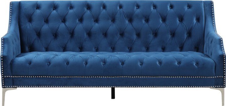 IGEMAN Dutch Plush Upholstered Sofa with Metal Legs and Button Tufted ...