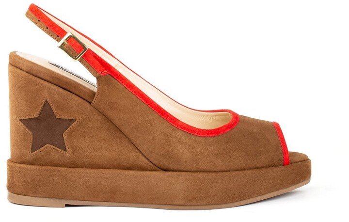 Davinia Brown and Red Wedges - ShopStyle