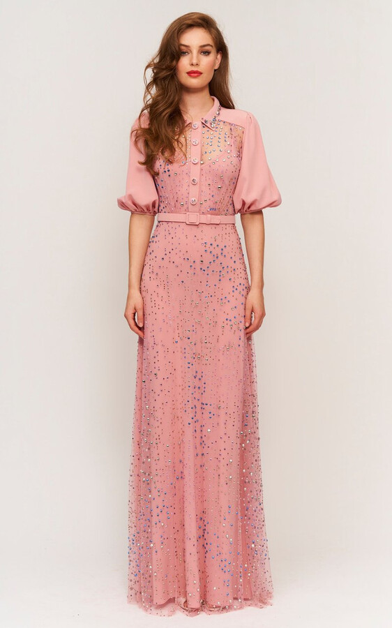 Jenny Packham Mahina Collard Gown - ShopStyle Evening Dresses