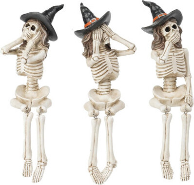 The Holiday Aisle Halloween Statues No-Evil Skeleton Collectible ...