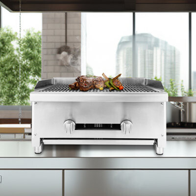 KICHKING 24" Commercial Countertop Gas Charbroilers, 56,000 BTU 2 ...