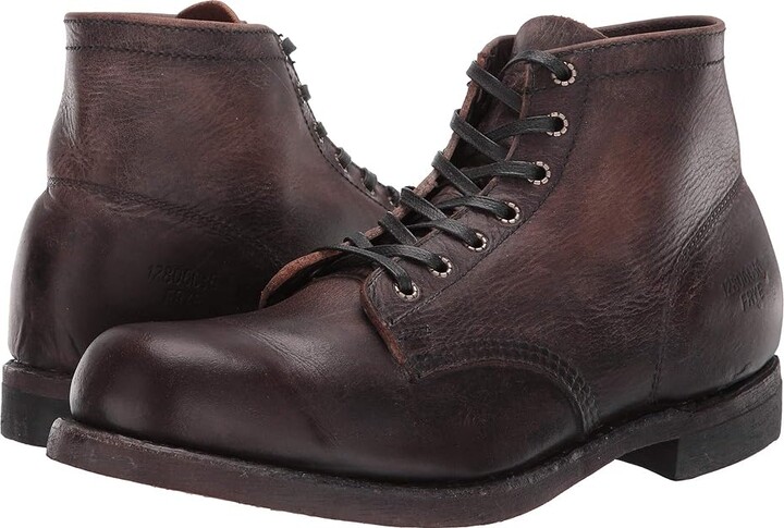 Frye Prison Boot (Dark Brown Stonewash Pull-Up) Men's Lace-up Boots ...