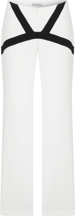 kith&kin - White Pants With Geometric Detail - ShopStyle Trousers