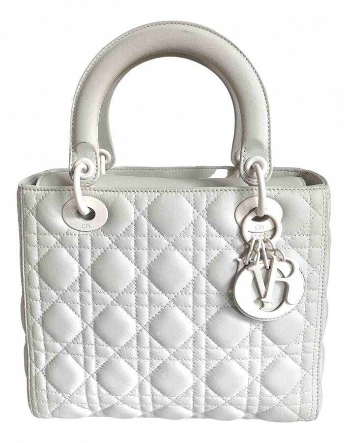 Christian Dior Lady White Leather Handbags - ShopStyle Bags