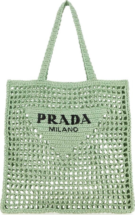 Prada Mint Green Raffia Shopping Bag - ShopStyle