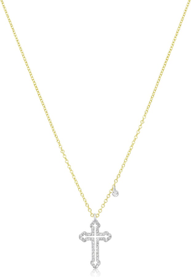 Etoielle by Meira T Two Tone Diamond Cross and Bezel Necklace - ShopStyle