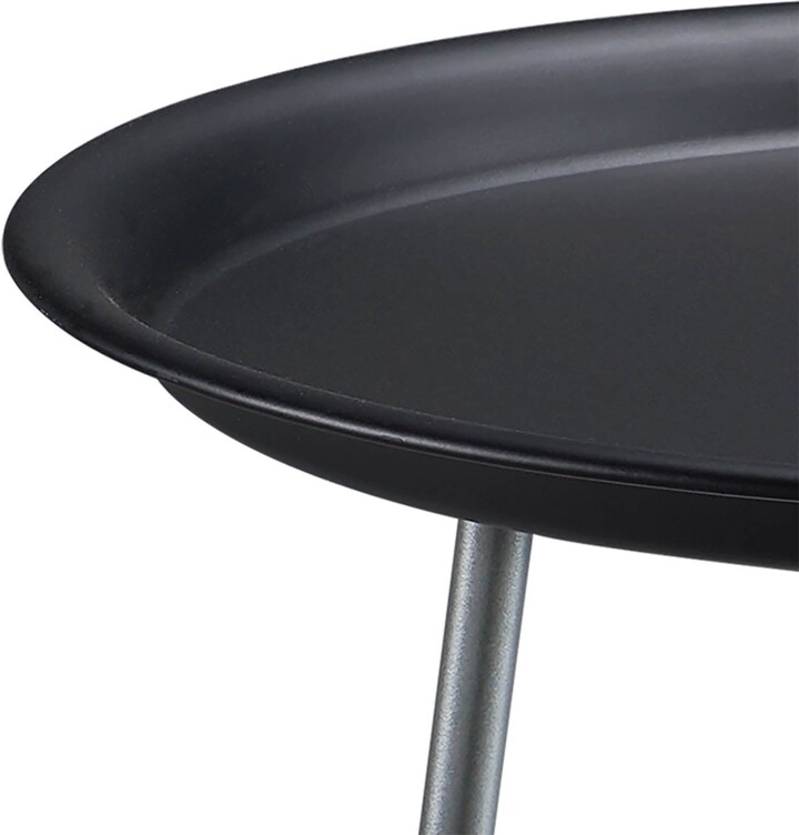 Hemsly Flare Leg Mid-Century Modern Round Metal Accent Table-Black ...