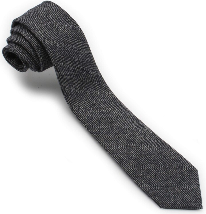 Ruth&Boaz Men's Wool Blend Skinny Necktie Tie (Herringbone Navy) - ShopStyle Suits