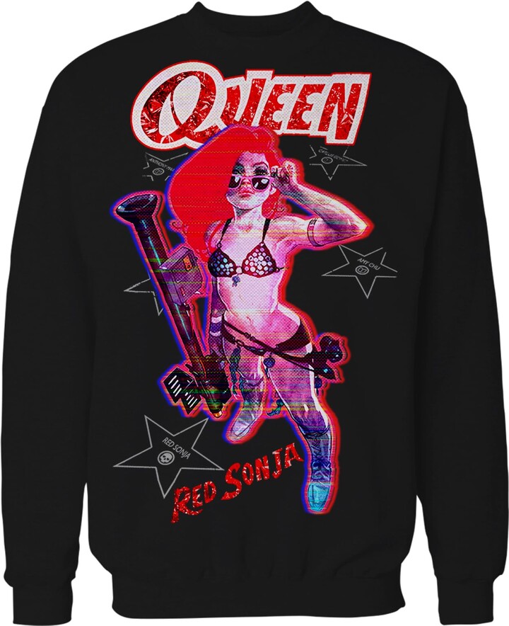 Red Sonja Ben Caldwell Comic Synthwave Queen Glitch Starlet Official Sweatshirt - Black - Large ...
