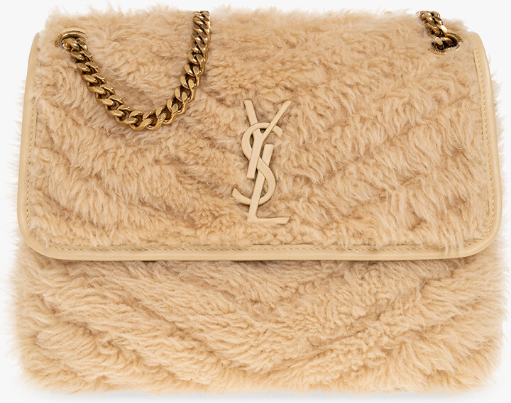 Saint Laurent ‘Niki Medium’ Fur Shoulder Bag - Beige - ShopStyle