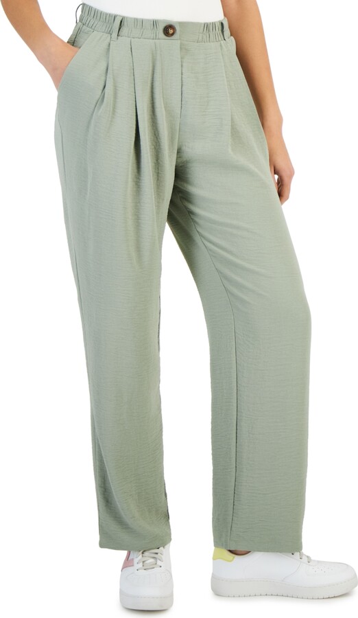 Derek Heart Juniors' Pleated Wide-Leg Elasticized Pants - ShopStyle