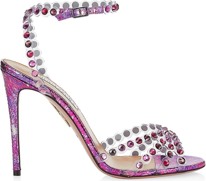 Aquazzura Tequila 105MM Crystal-Embellished PVC Sandals - ShopStyle