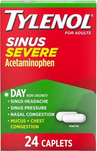 Tylenol Sinus Severe Non-Drowsy Pain & Congestion Relief Caplets ...