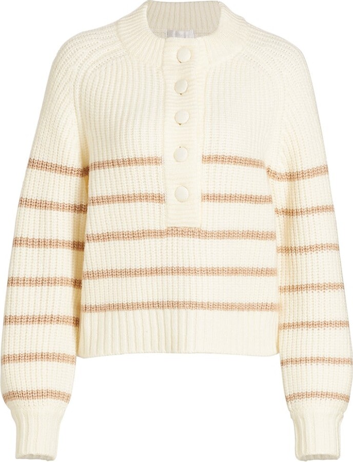 Design History Striped Half-Button Sweater - ShopStyle