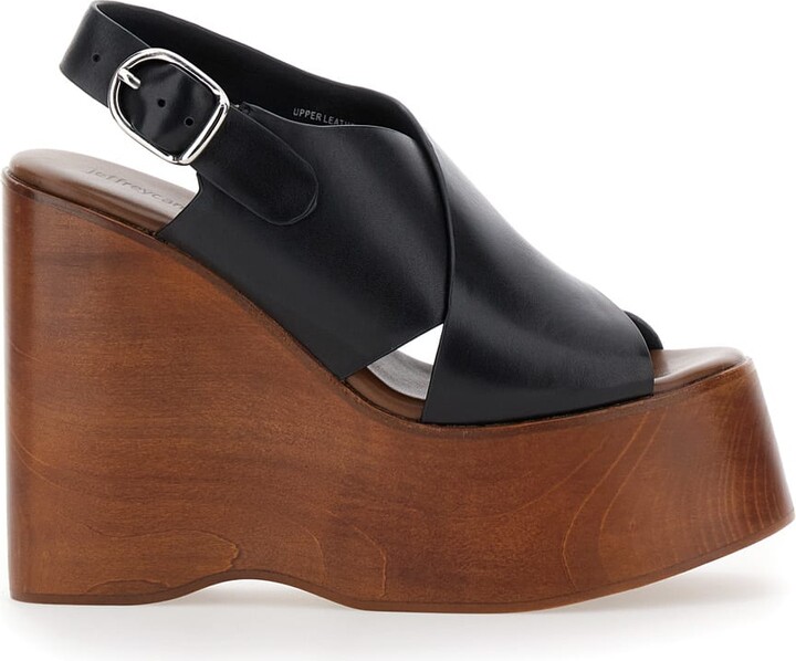 Jeffrey Campbell 'fiddle' Black Wedges With Criss-crossed Band And ...