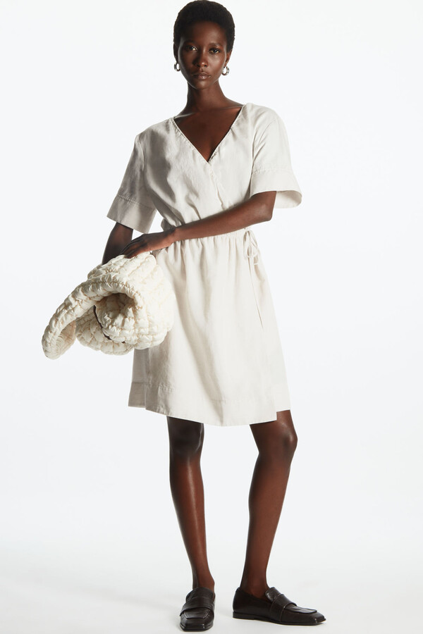 COS Mini Linen-Blend Wrap Dress - ShopStyle