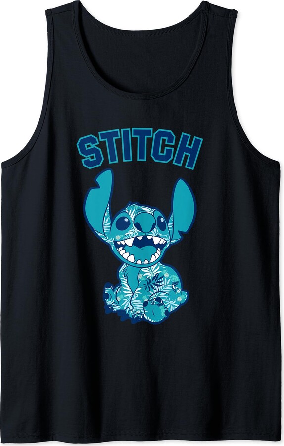 Disney Lilo & Stitch Floral Pattern Body Stitch Logo Tank Top ...
