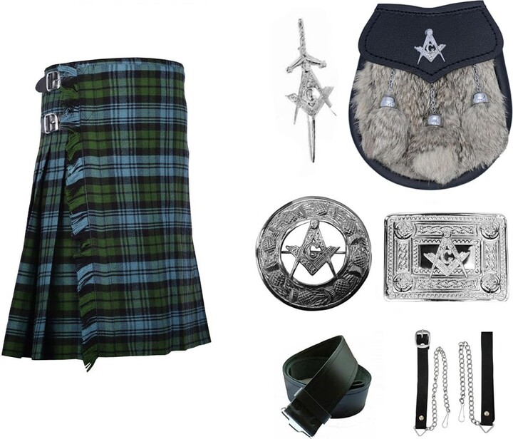 Bingo Sale Authentic Scottish Campbell Kilt Set with Masonic Sporran ...