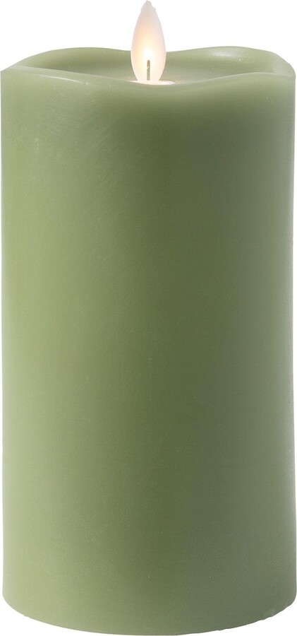 Whitehurst 8" Sage Green Battery Operated Flameless LED Smooth Pillar ...