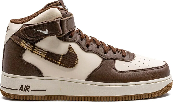Nike Air Force 1 Mid "Brown Plaid" sneakers - ShopStyle