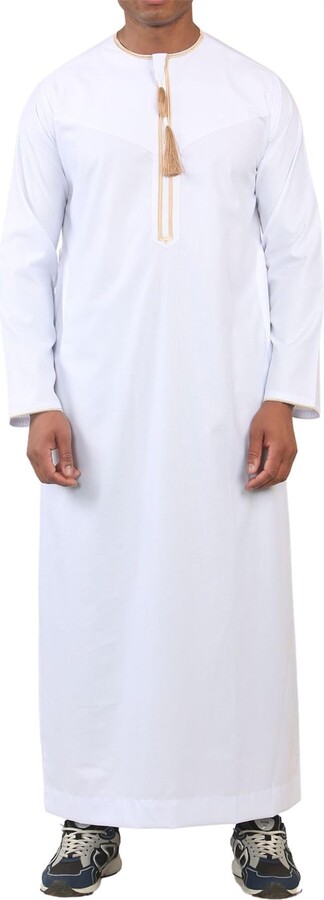Thobez Men's Thobe White Emirati Omani Jubba Islamic Clothing Muslim ...