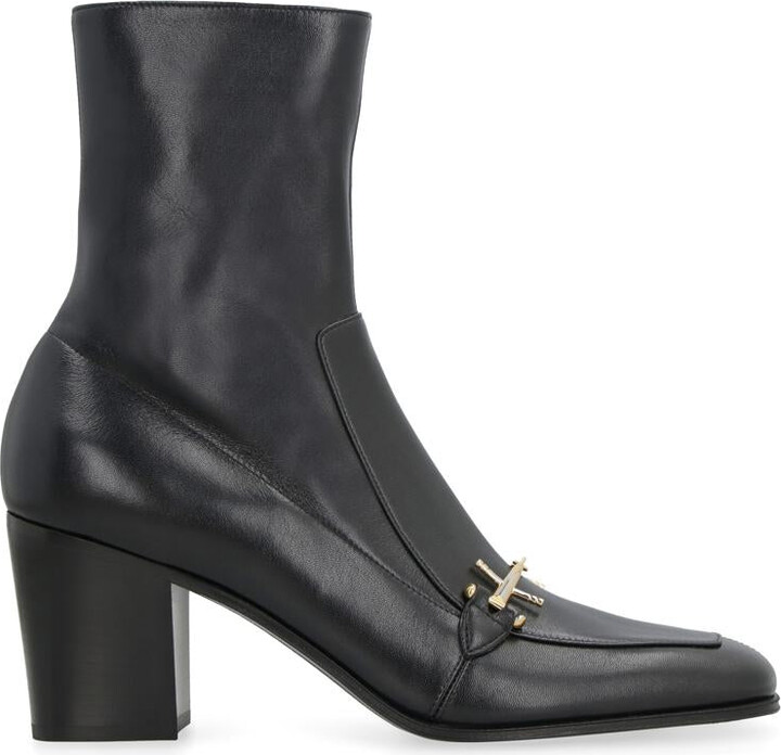 Saint Laurent Beau Leather Ankle Boots - ShopStyle