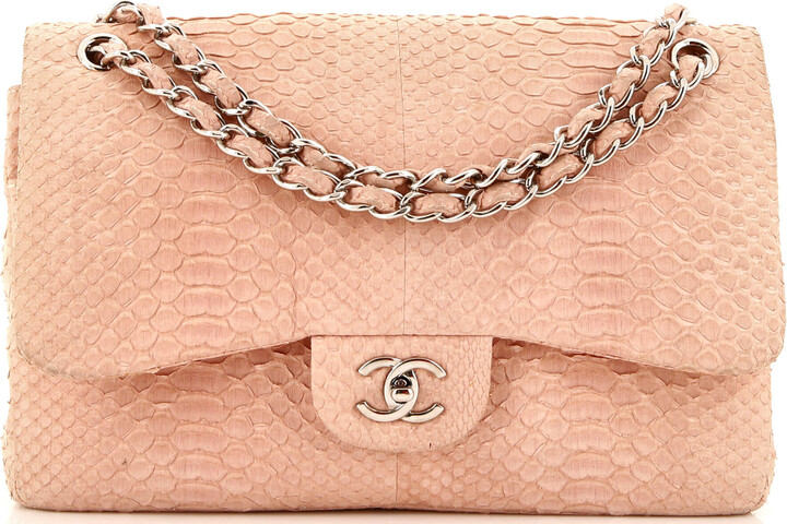 Chanel Classic Double Flap Bag Python Jumbo - ShopStyle