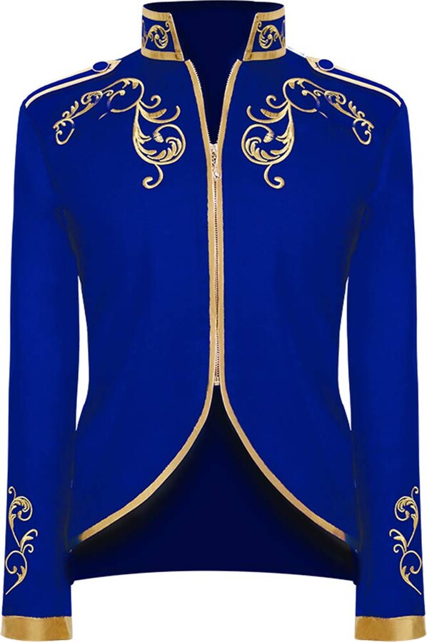 Crubelon Men's Court Fashion Prince Uniform Gold Embroidered Jacket ...