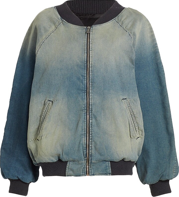 EB Denim Oversized Ombréd Denim Bomber Jacket - ShopStyle
