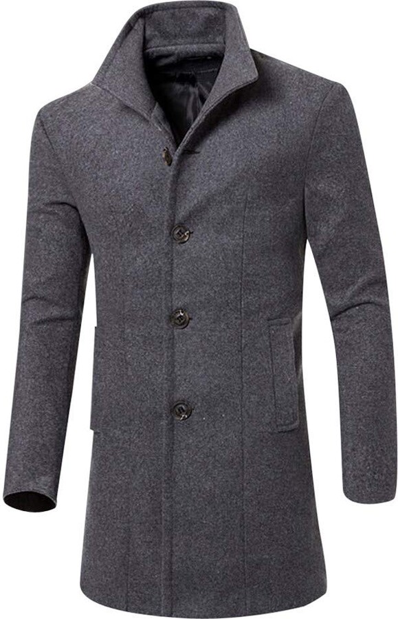 Generic Men's Wool Coat Short Trench Coat Pea Coat Casual Winter ...