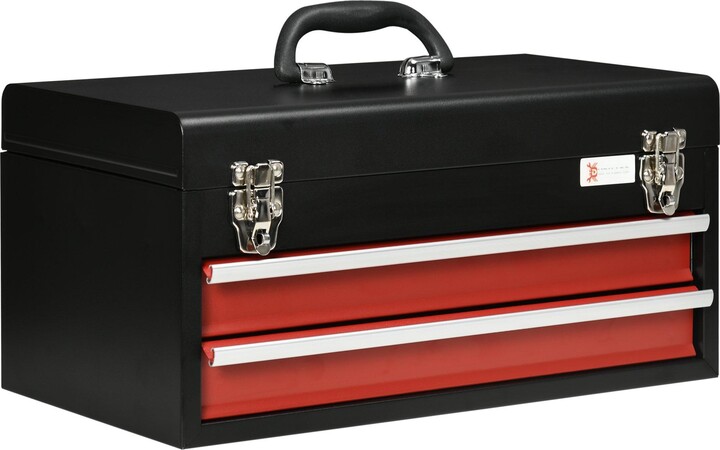 HOMCOM Drawer Tool Chest Lockable Tool Box with Ball Bearing Runners ...