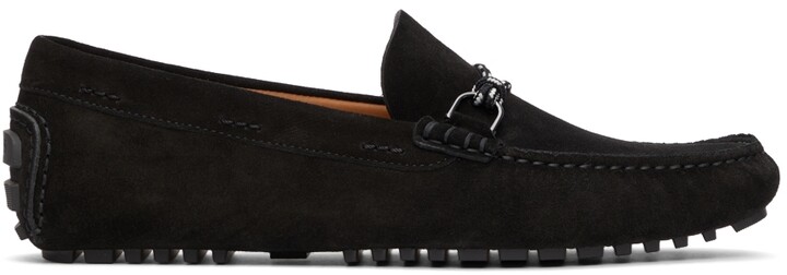 HUGO BOSS Black Suede Driver Moc Loafers - ShopStyle