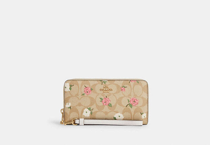 Coach Outlet Long Zip Around Wallet In Signature Canvas With Floral ...