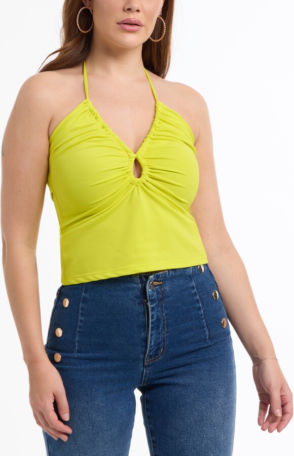 Bebe Women's Multi Keyhole Halter Top - ShopStyle