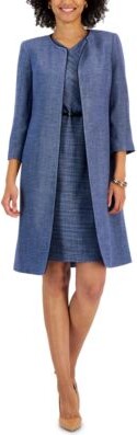 Kasper Womens Tweed Topper Tweed Belted Dress - ShopStyle Casual Jackets