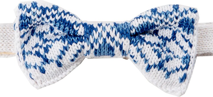 Wool & Water Men's Blue / White Delft Blue Knitted Bow Tie - ShopStyle