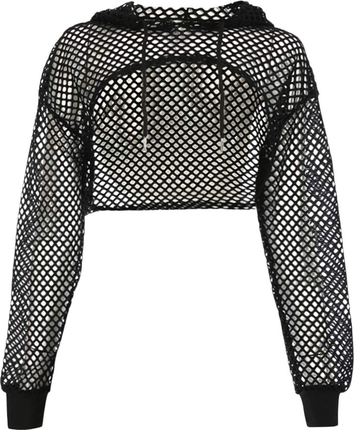IBLUELOVER Women Sexy Sheer Mesh Fishnet Hollow Out Pullover Long ...